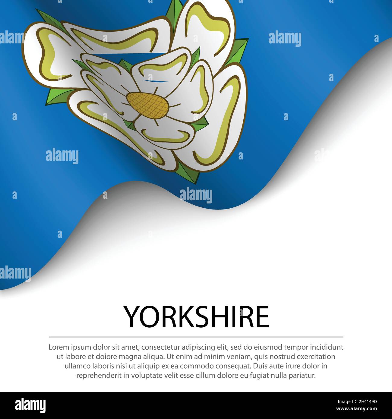 Waving flag of Yorkshire is a Historical county of England on white ...