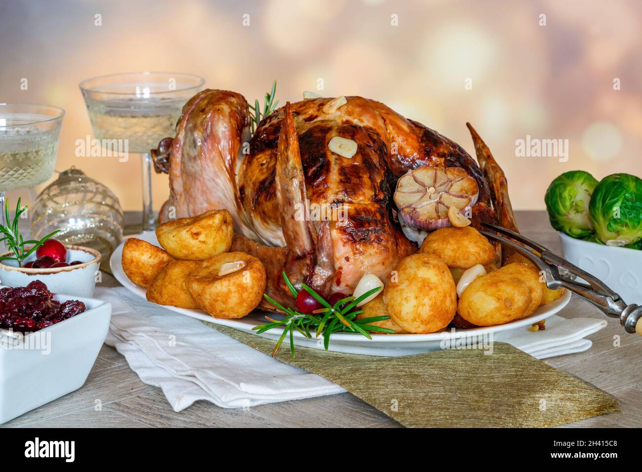Traditional Whole Roasted Christmas Turkey With Apricot And Pistachio
