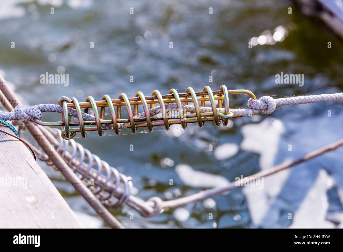 Close up of mooring spring detail with marine ropes Stock Photo - Alamy