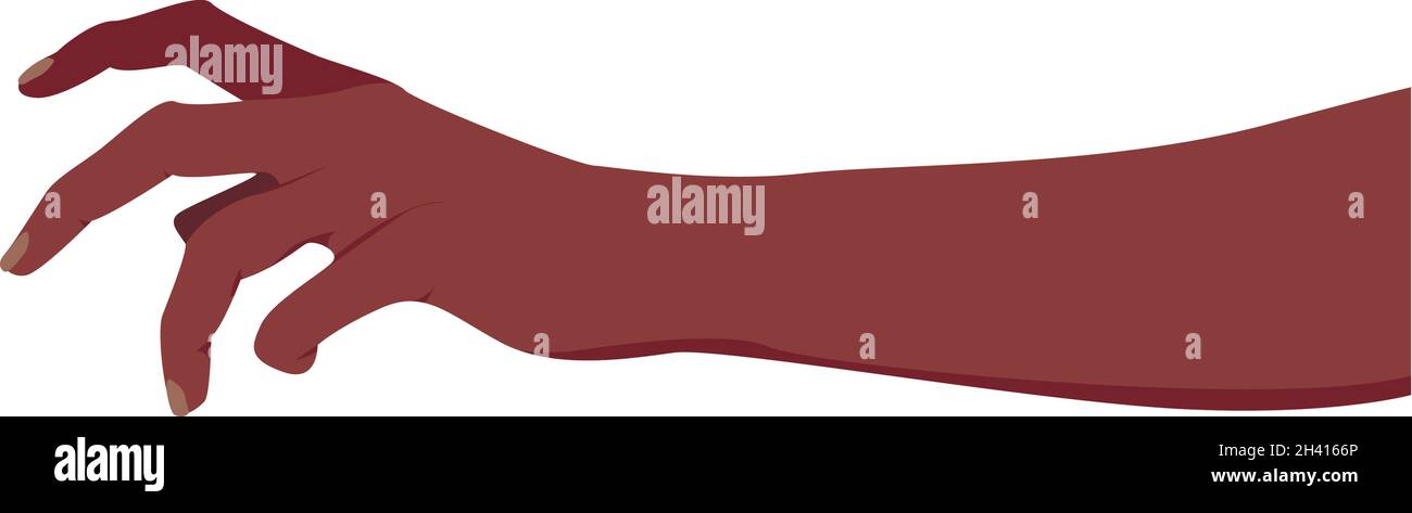 Grabbing dark skin hand. Picking hand. Grab gesture. Vector ...