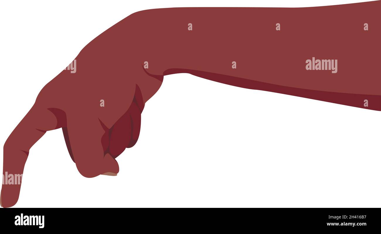 Pointing or pressing hand. Afro American dark skin color. Hand touch ...