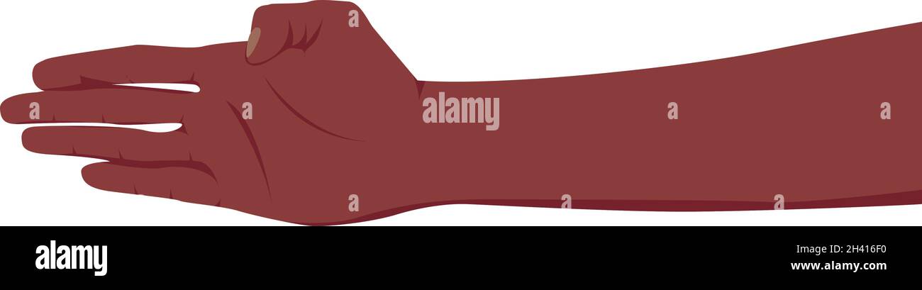 Afro american dark skin hand. Hand isolated on white background. Vector ...