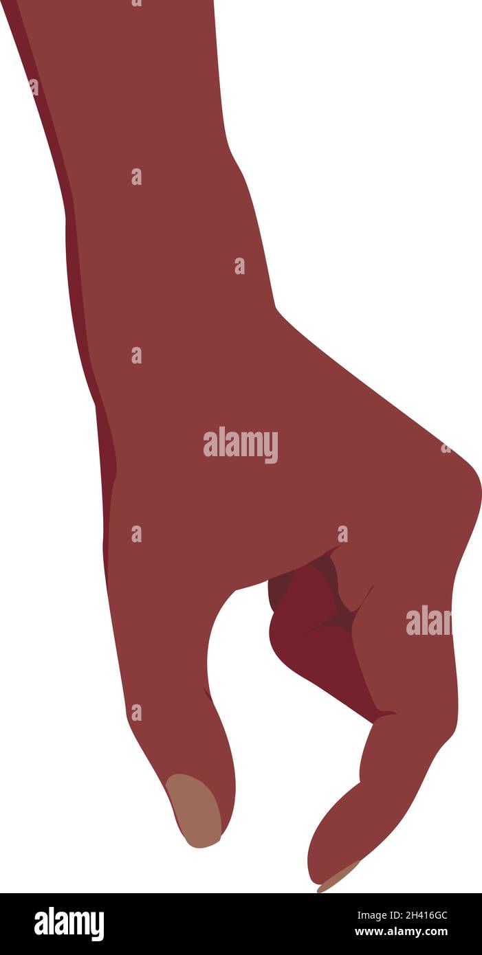 Picking hand. Afro American dark skin color. Gesture with a hand close ...