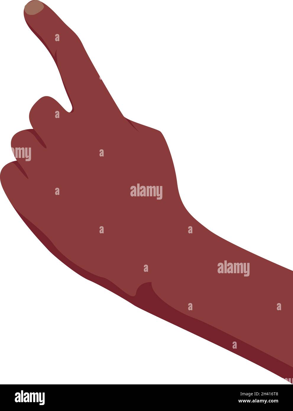 Pointing hand. Afro American dark skin color. Hand touch. Isolated on ...