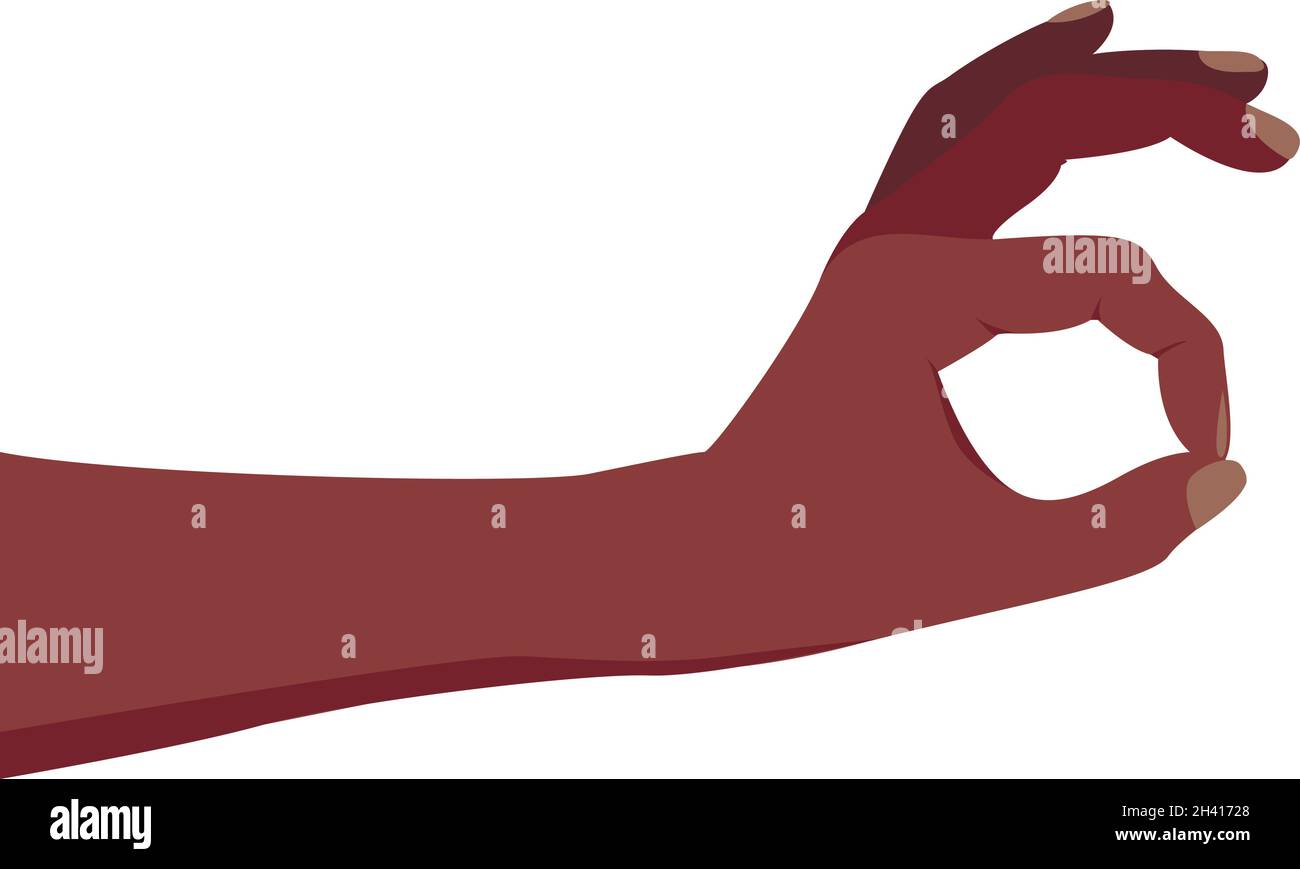 Hand picking something. Okay gesture. Afro American dark skin color ...