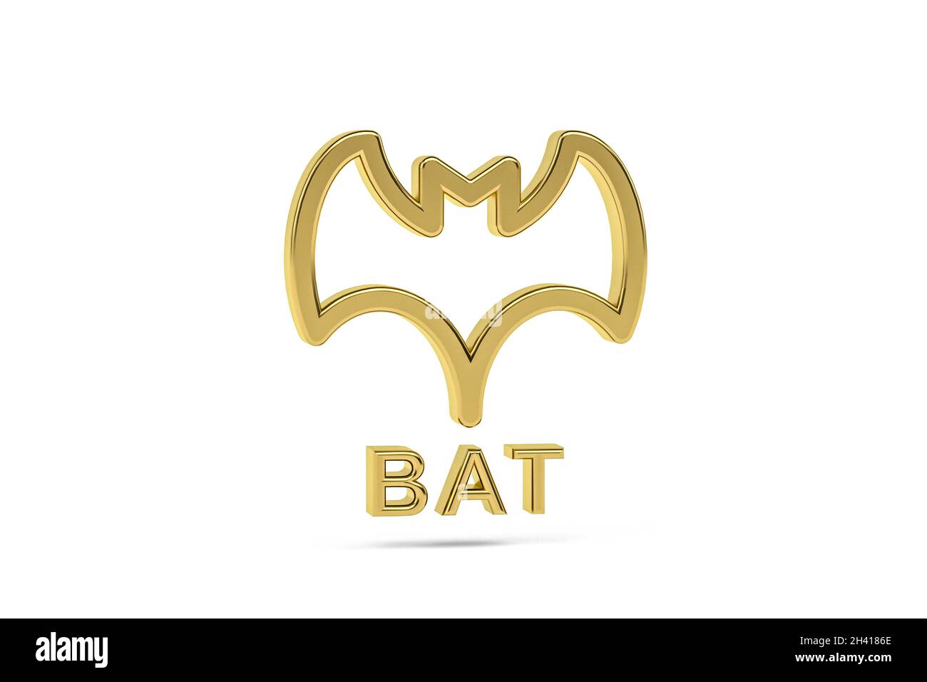 Golden 3d bat icon isolated on white background - 3d render Stock Photo ...