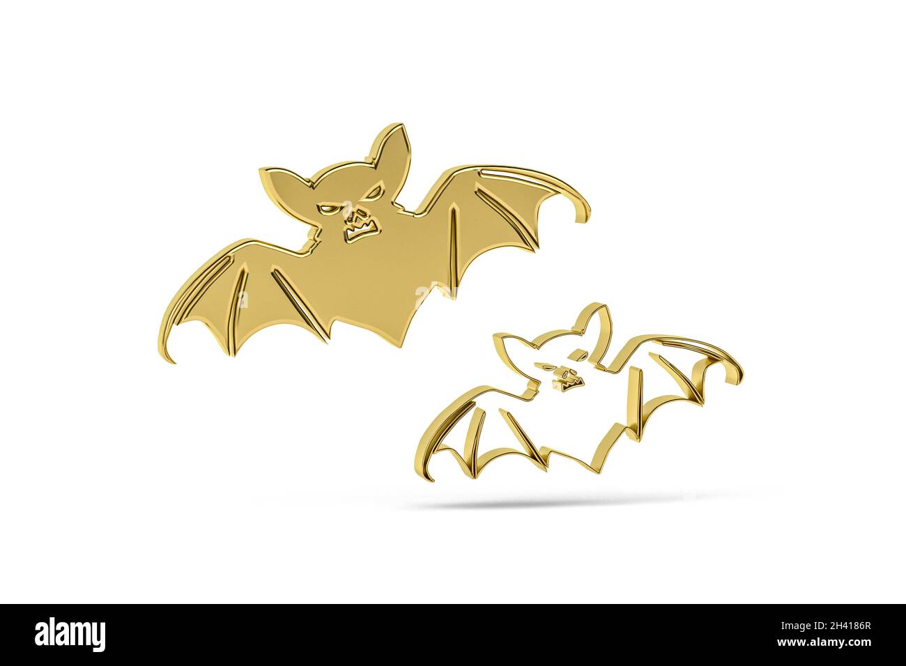Golden 3d bat icon isolated on white background - 3d render Stock Photo ...