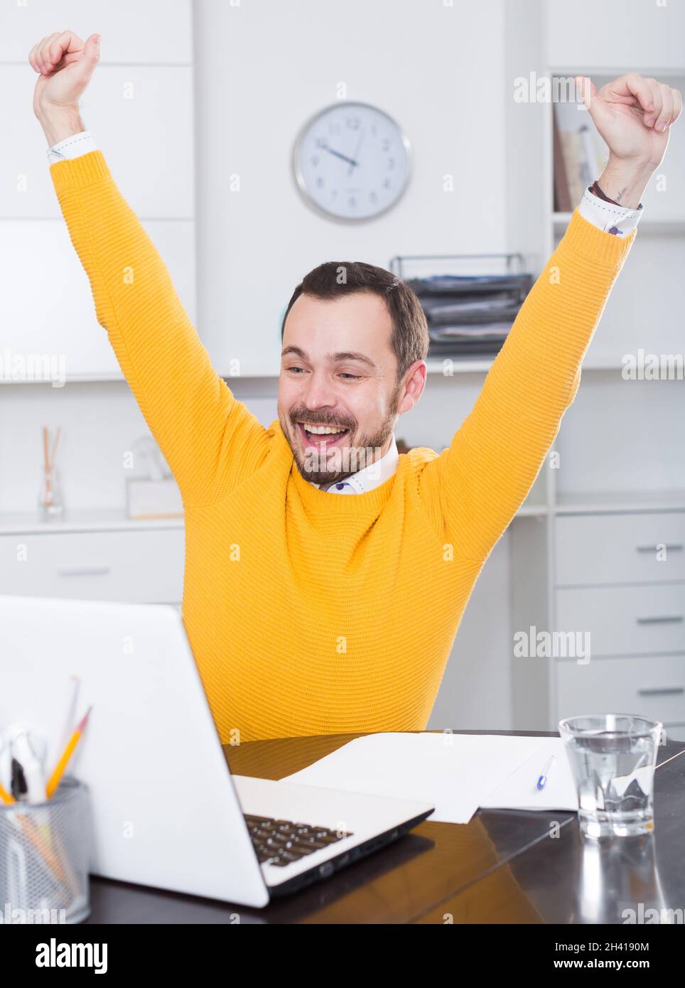 Man studying at online courses Stock Photo - Alamy