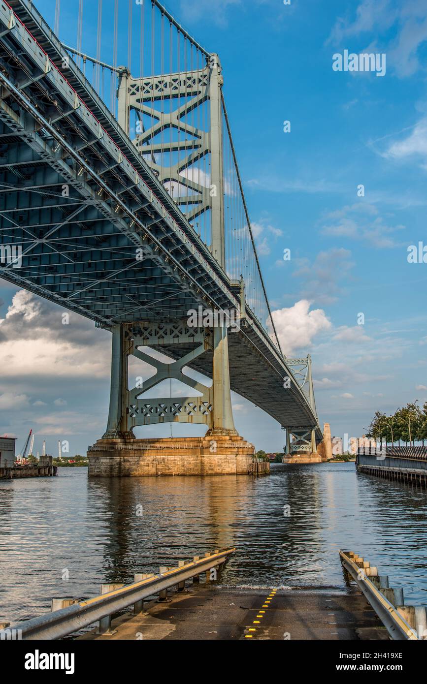 Pillar of the Benjamin Franklin Bridge in Philadelphia, USA Stock Photo ...