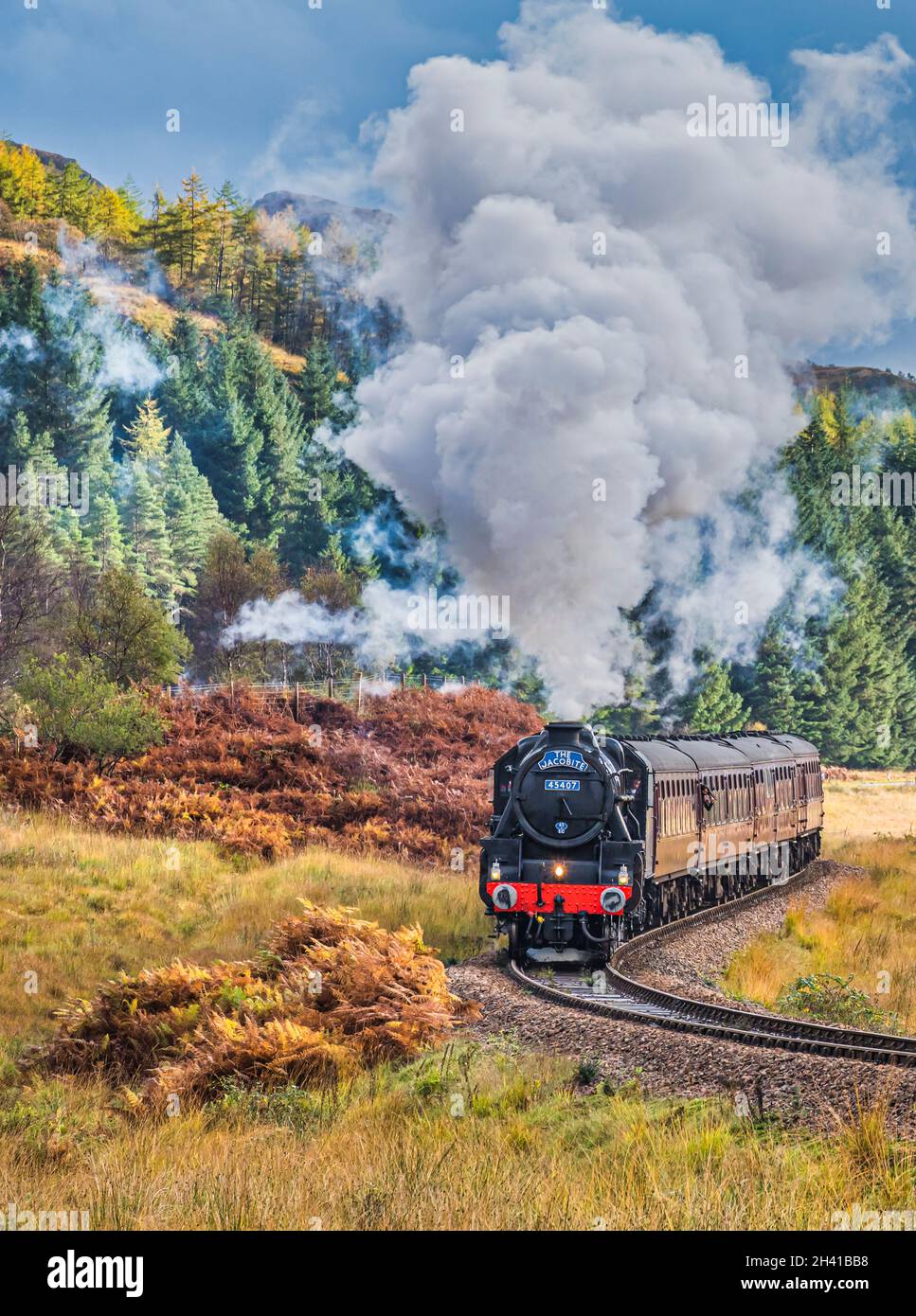 The Jacobite Fort William to Mallaig scenic steam railway passing ...