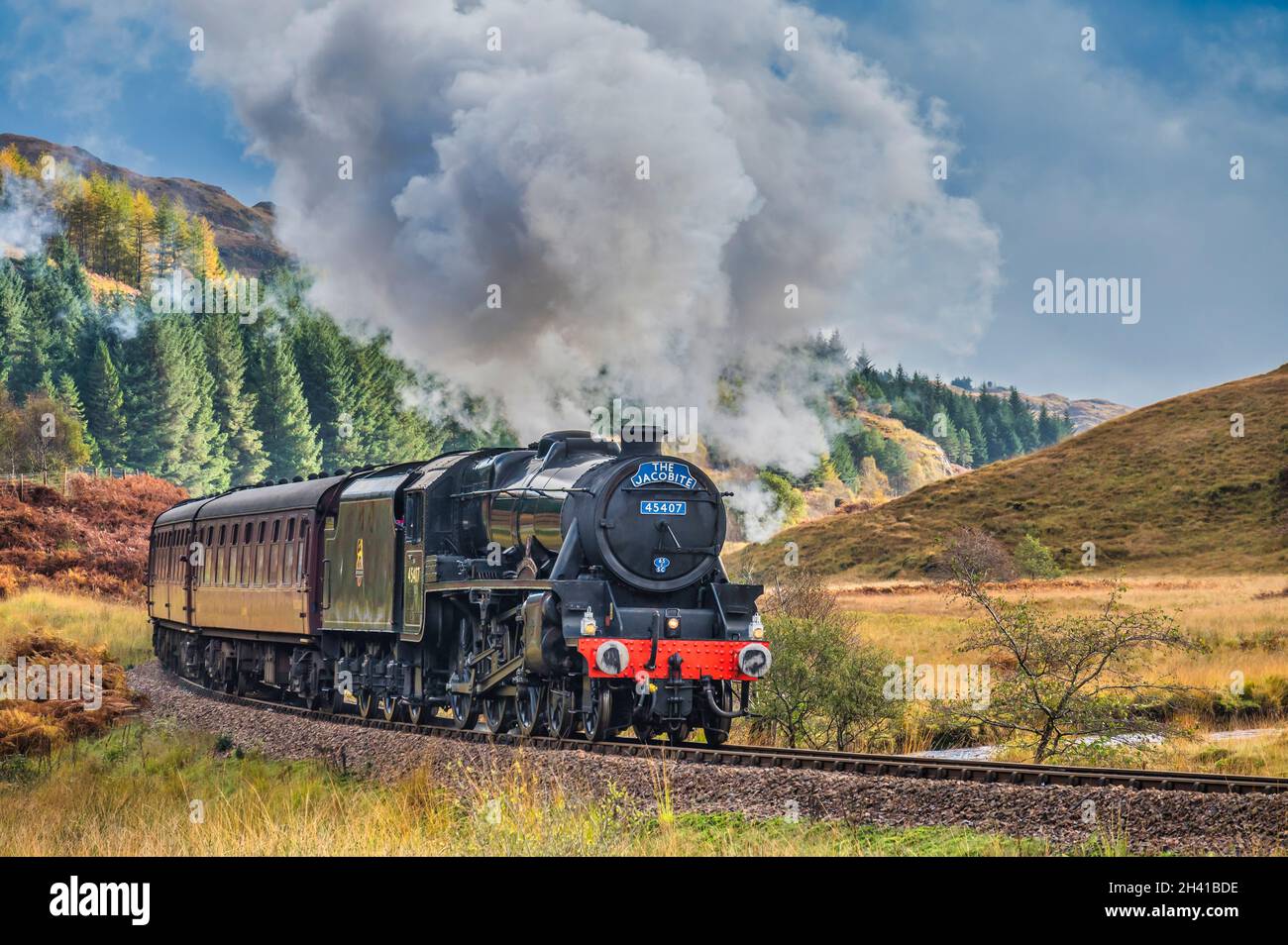 The Jacobite Fort William to Mallaig scenic steam railway passing ...