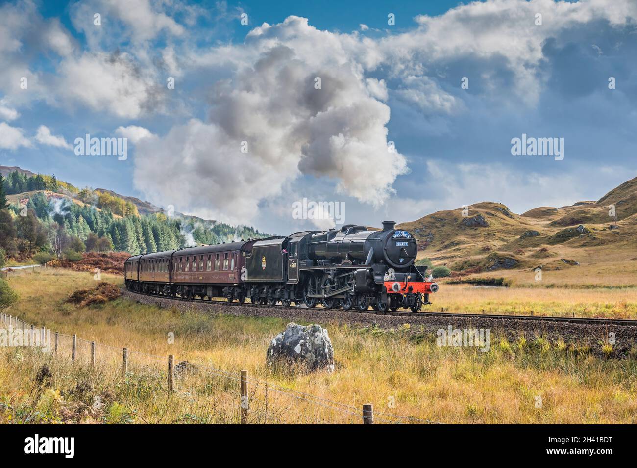 The Jacobite Fort William to Mallaig scenic steam railway passing ...
