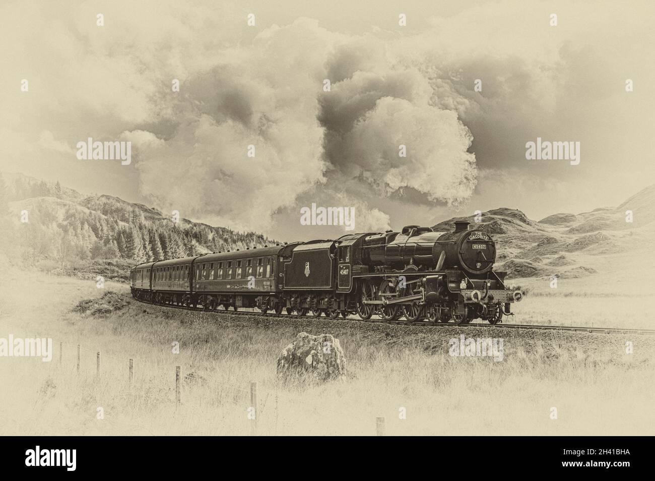 The Jacobite Fort William to Mallaig scenic steam railway passing ...