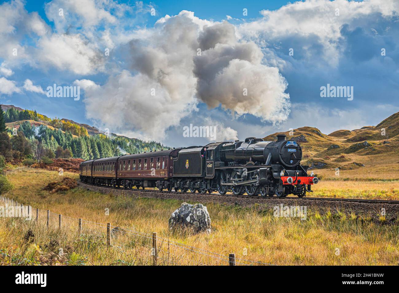 The Jacobite Fort William to Mallaig scenic steam railway passing ...