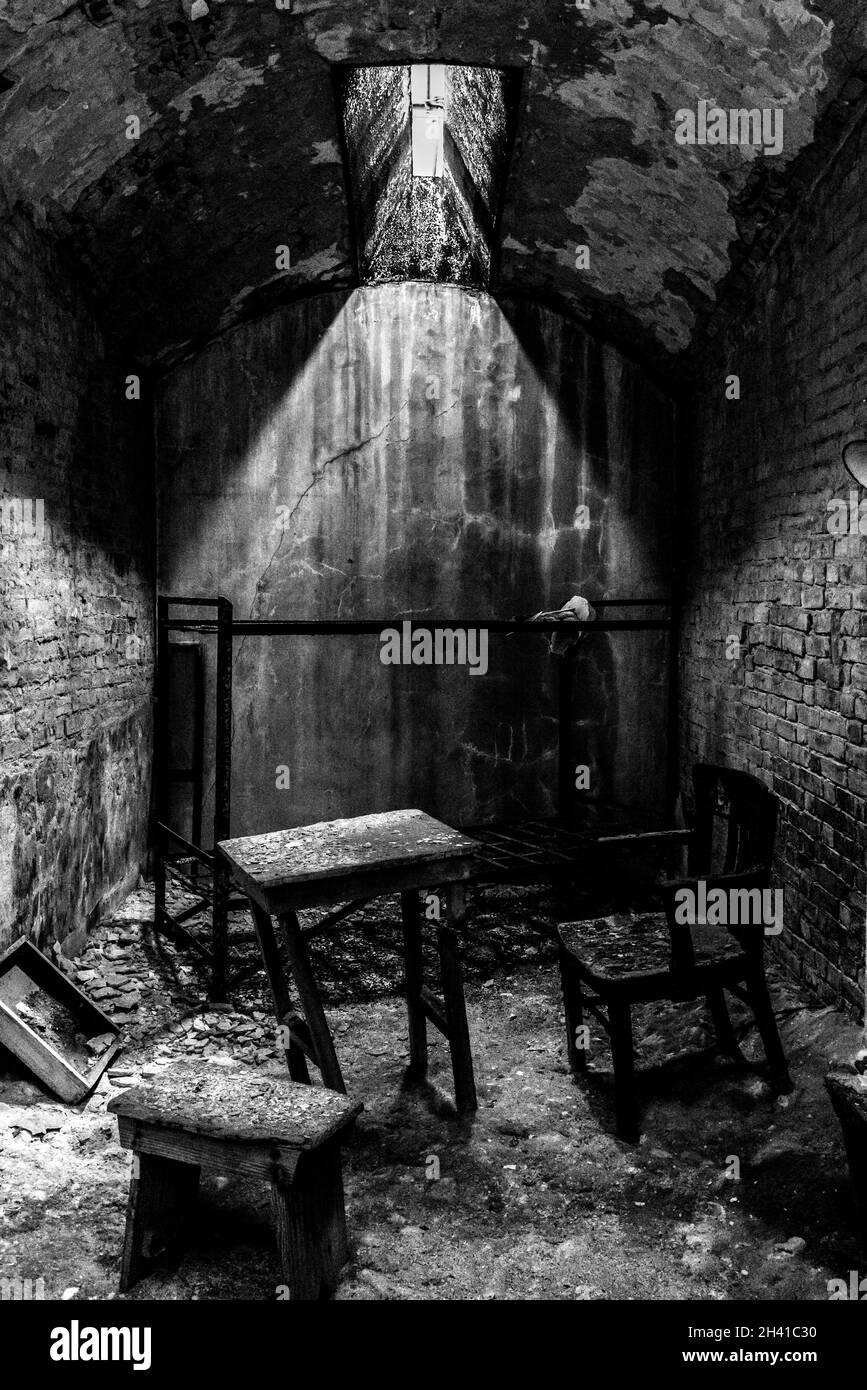 Old abandoned prison cell in Eastern State Penitentiary, USA Stock ...