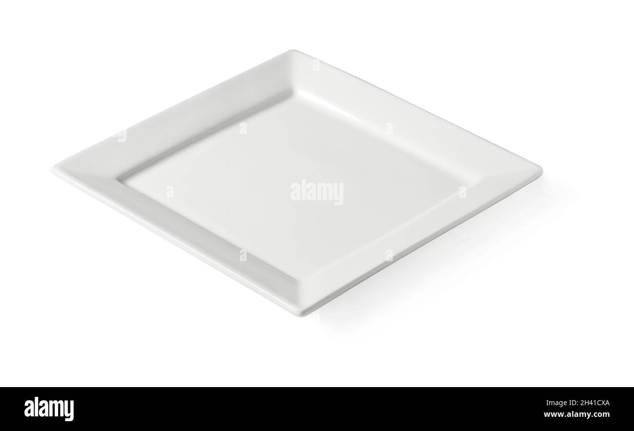 square plate isolated on white background with clipping path Stock ...