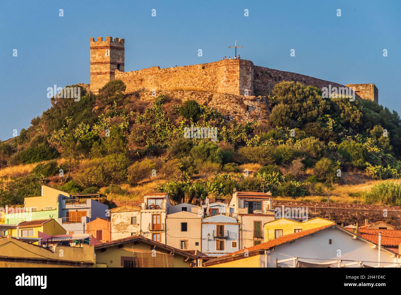 Castle in the village of Bosa Stock Photo - Alamy
