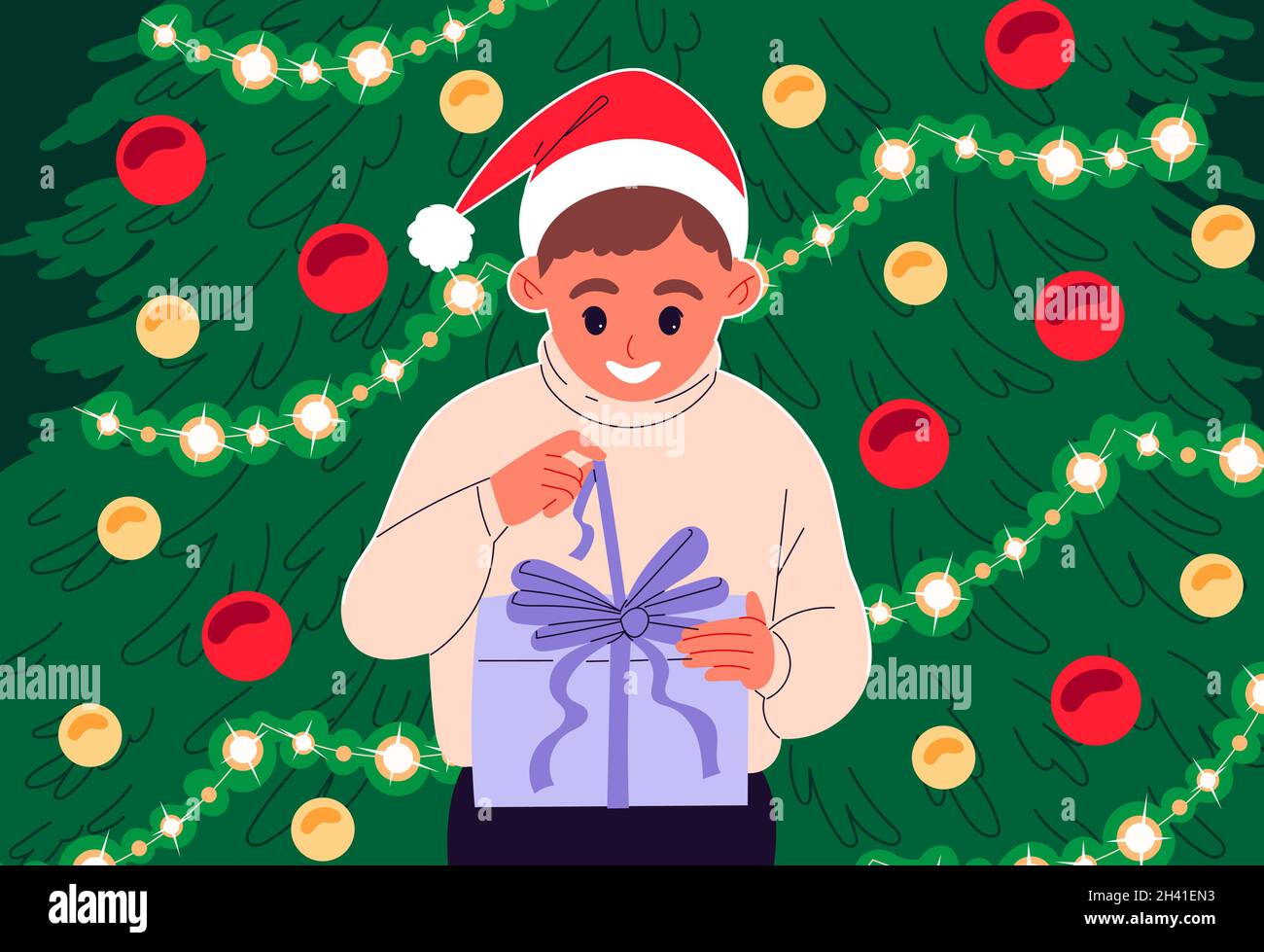 Unpacking the christmas tree Stock Vector Images - Alamy