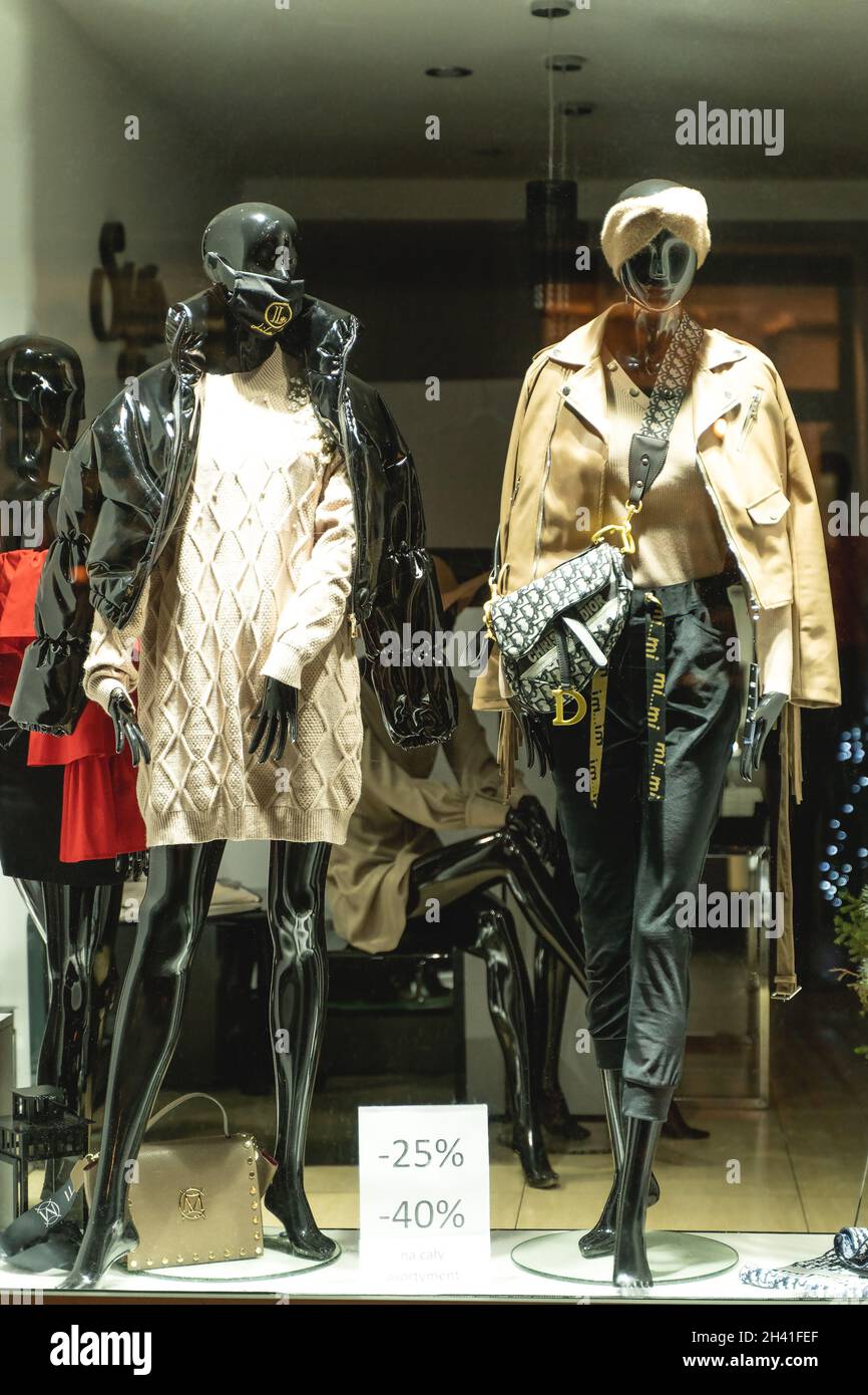 POLAND, BYDGOSZCZ - December 30, 2020: Dummies shows clothes ...