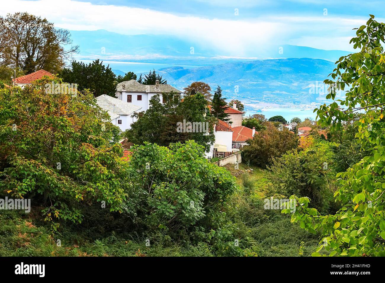 Aerial view of village in Pelion, Greece Stock Photo - Alamy