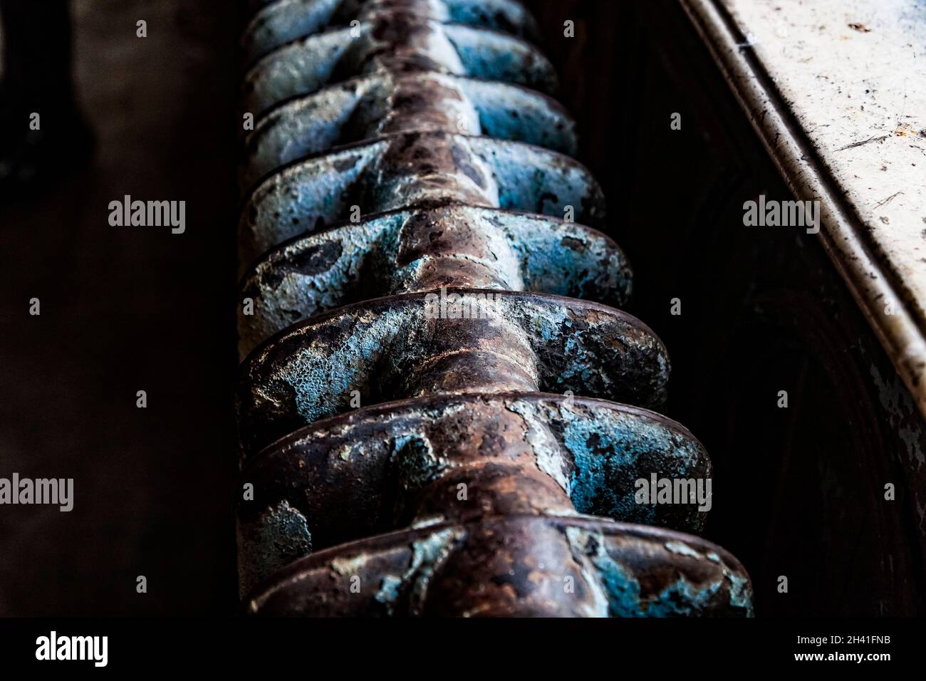 Old vintage rusty radiator. Concept of roblem of winter house heating ...