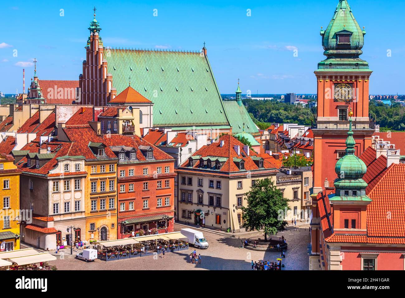 Warsaw, capital of Poland castle square aerial view Stock Photo - Alamy