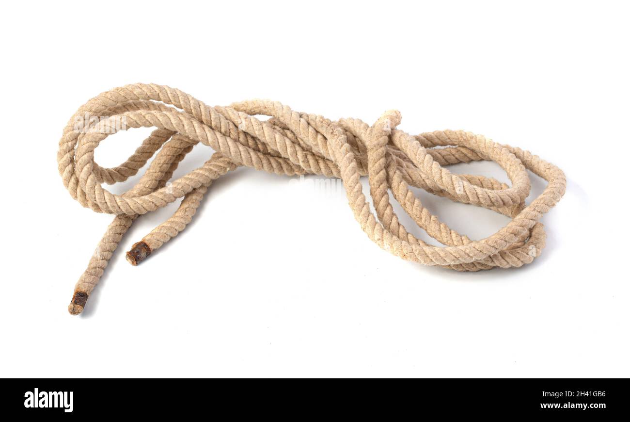 Rope close-up on a white background isolated Stock Photo - Alamy