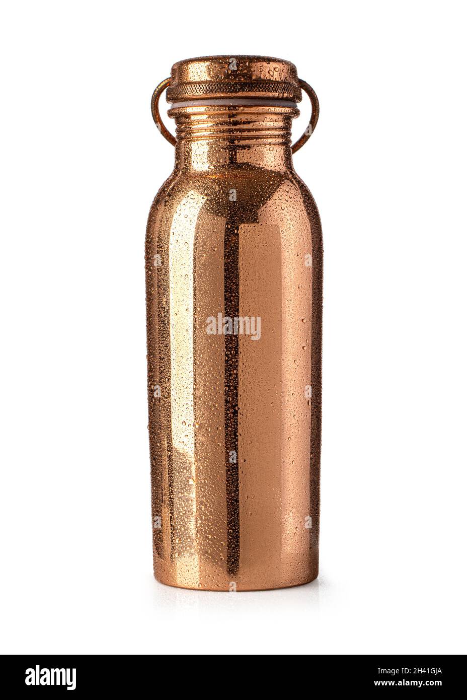 metal bottle flask isolated on white background with drops Stock Photo ...