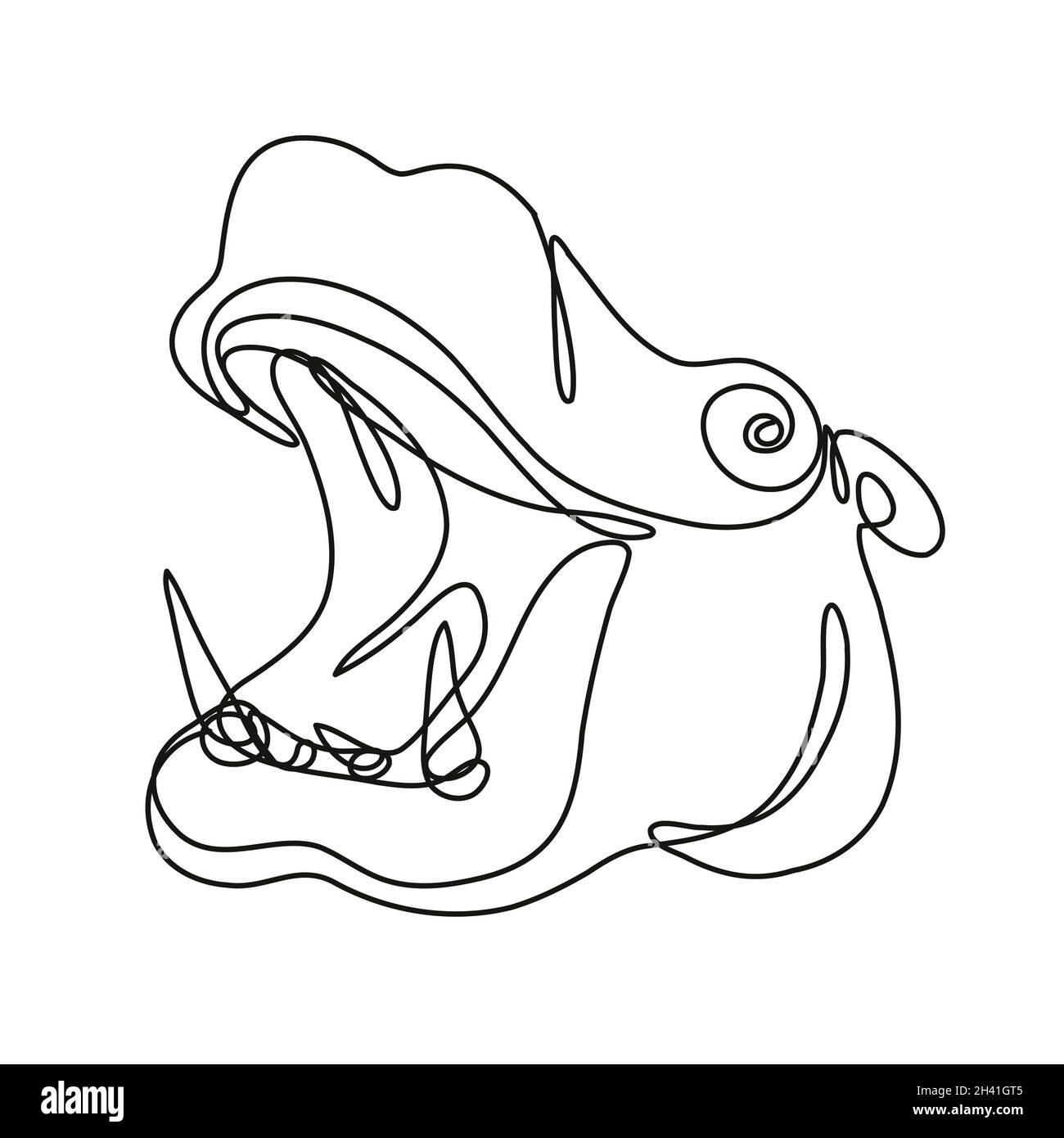 Hippopotamus Hippo Head Side View Continuous Line Drawing Stock Photo ...