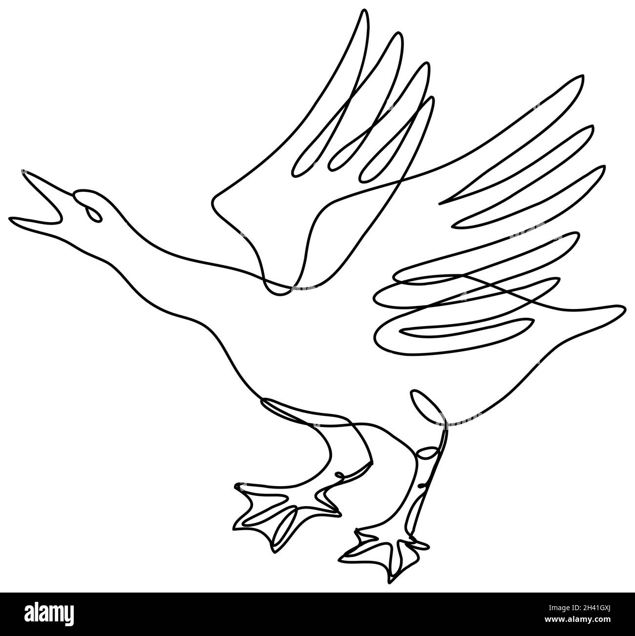 Angry Goose About to Attack Side View Continuous Line Drawing Stock ...