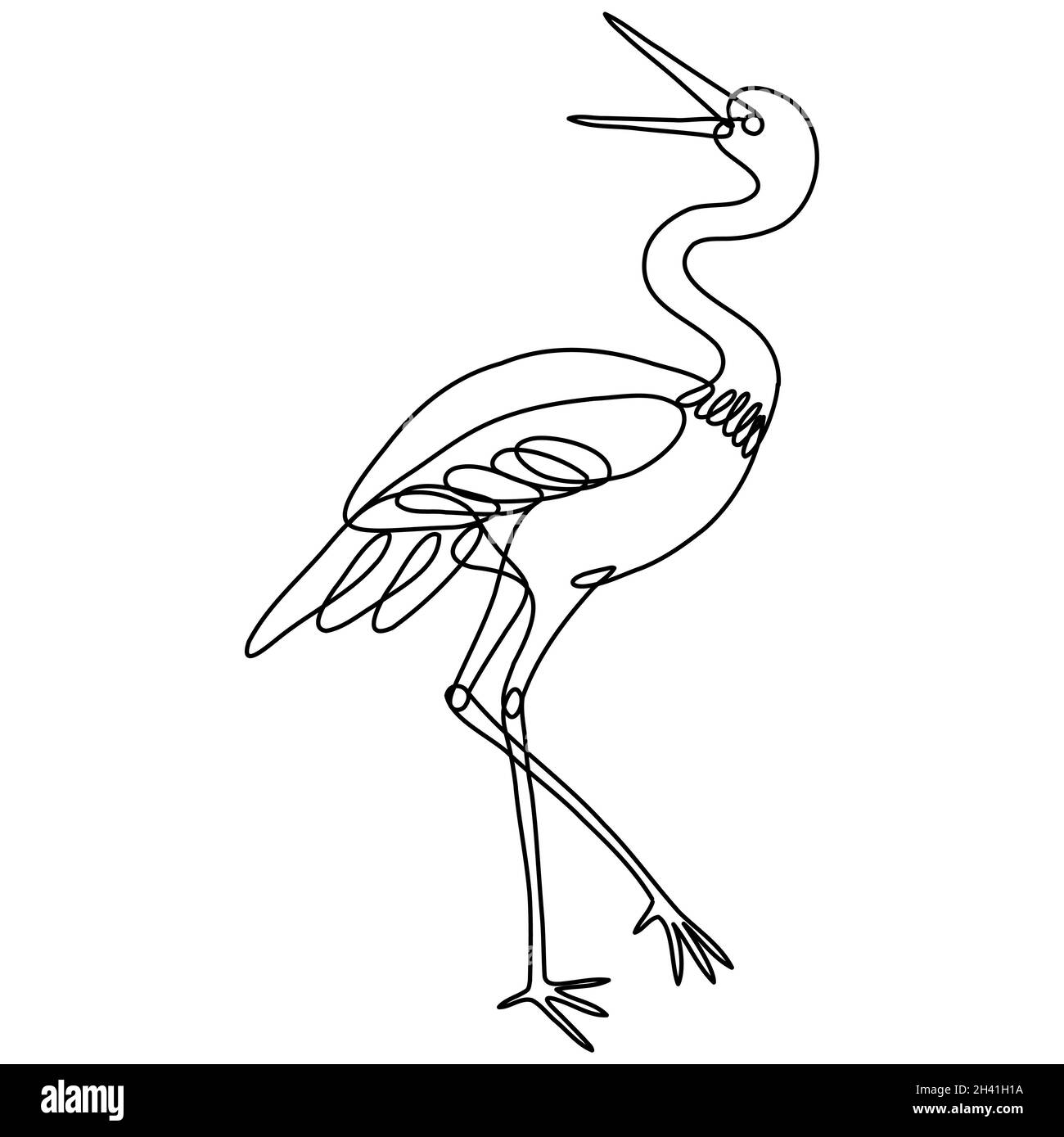 Crane Side View Continuous Line Drawing Stock Photo - Alamy