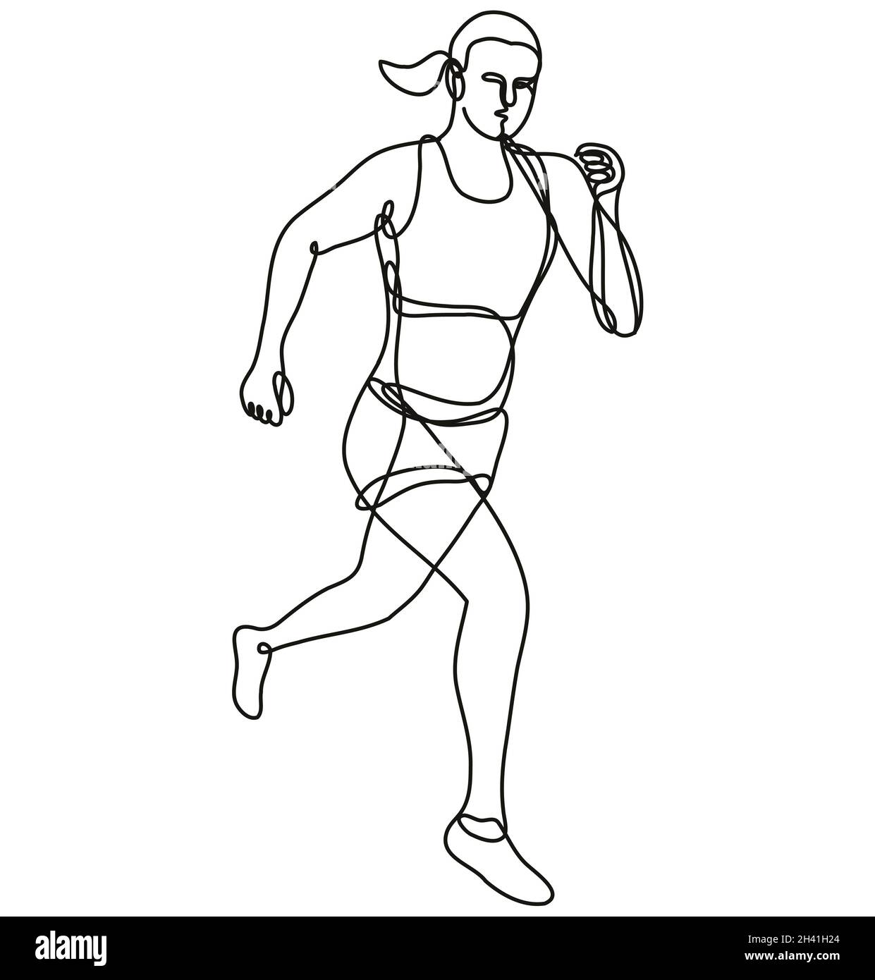 Female Marathon Runner Running Continuous Line Drawing Stock Photo - Alamy