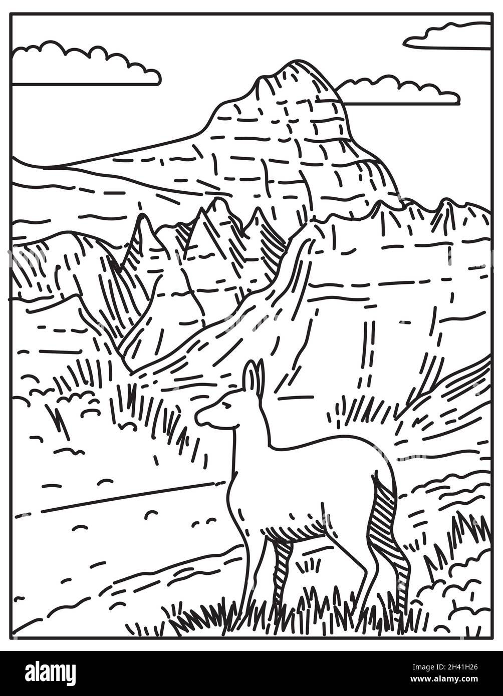 Badlands National Park with Deer and Steep Canyons in South Dakota USA ...