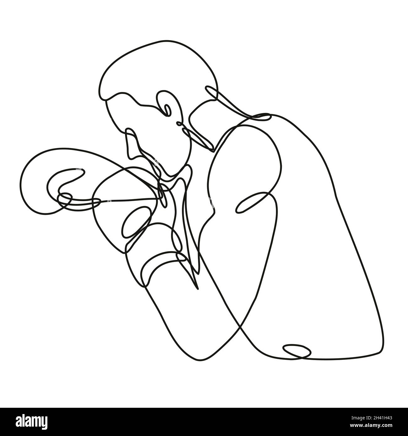 Boxer Jabbing Boxing Side View Continuous Line Drawing Stock Photo - Alamy