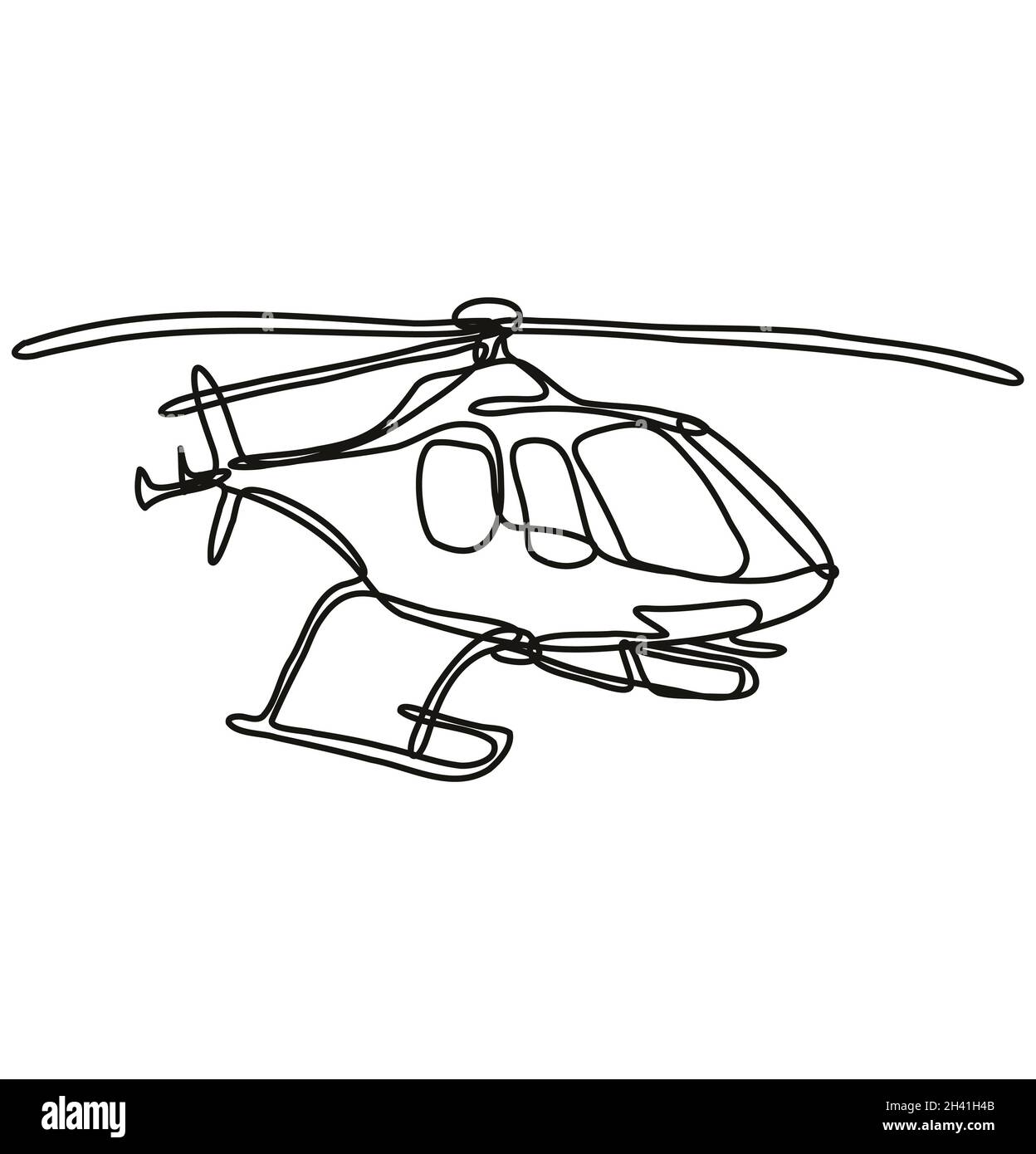 Helicopter in Full Flight Continuous Line Drawing Stock Photo - Alamy