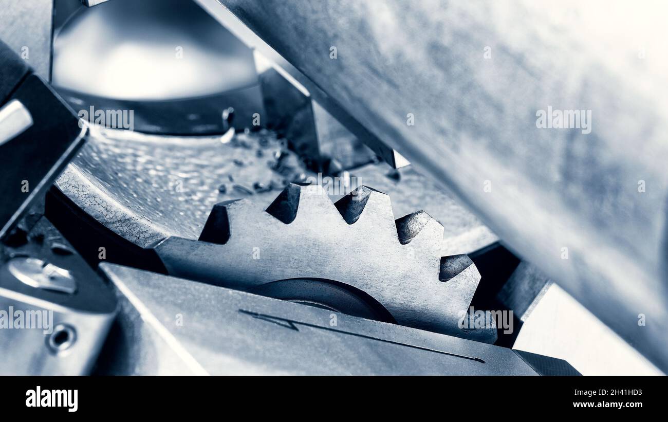 Industrial circular saw machine for metal close-up, industrial metal ...