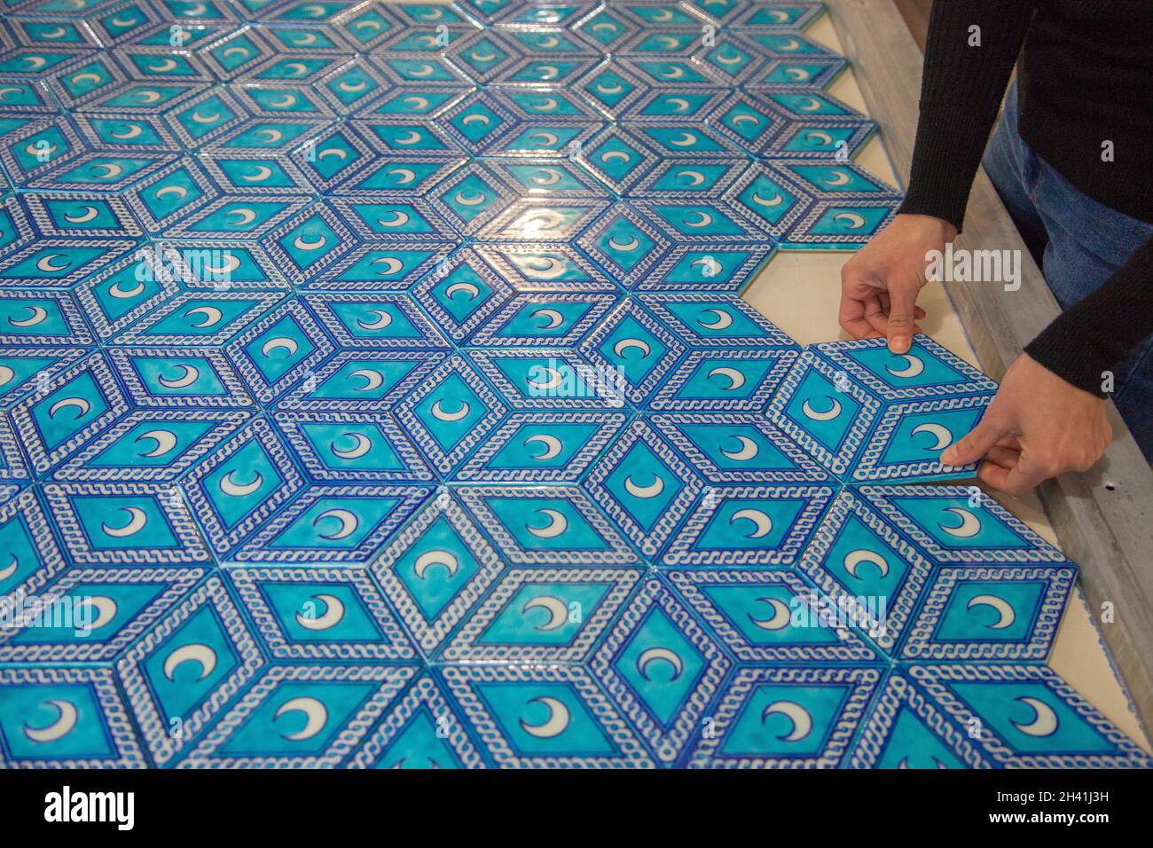 Iznik, Turkey - 12/29/2016: Cini art. Turkish tile art. Female tile ...