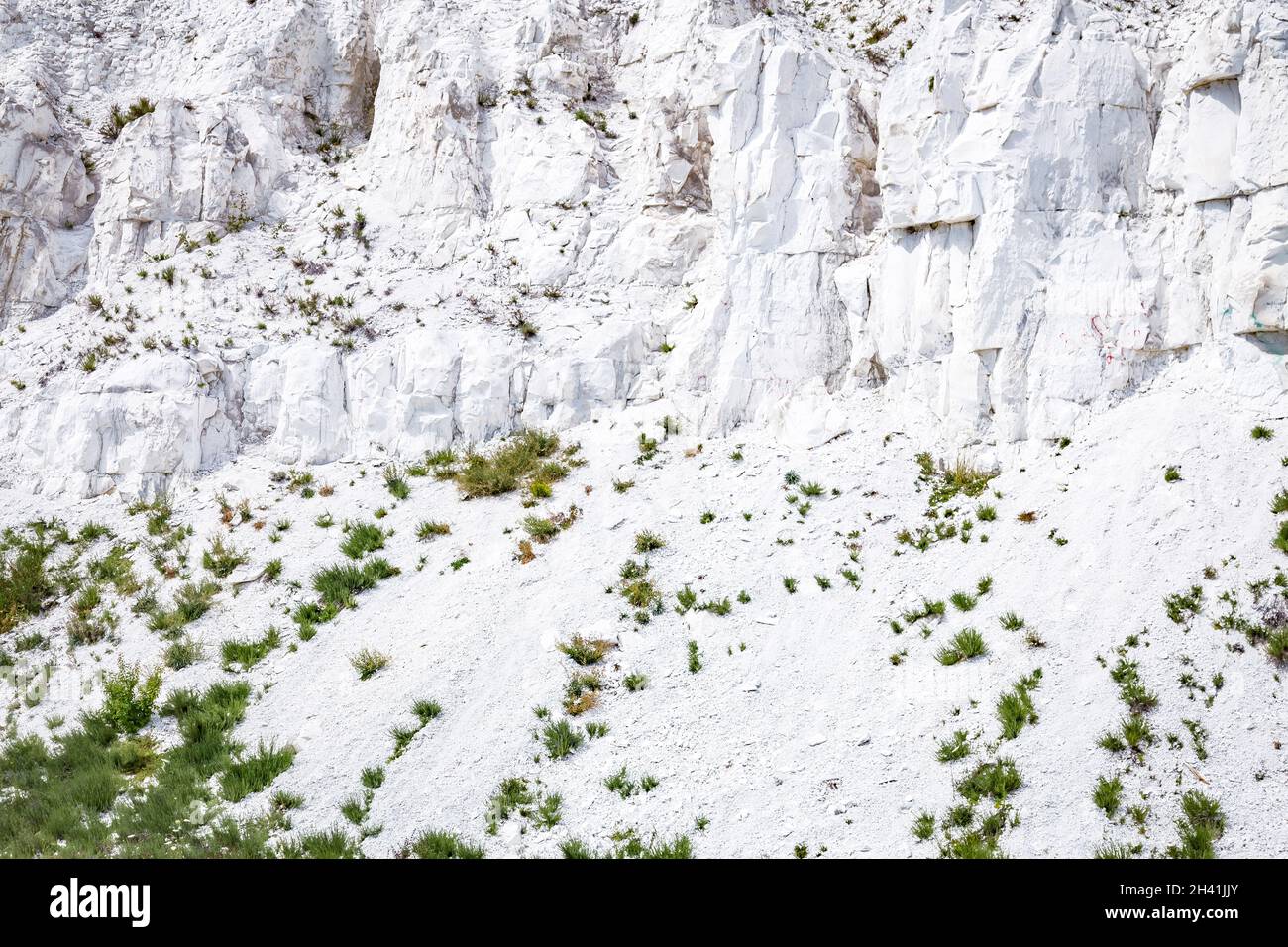 White chalk rocks or mountains or hills in chalk steppe, the ...