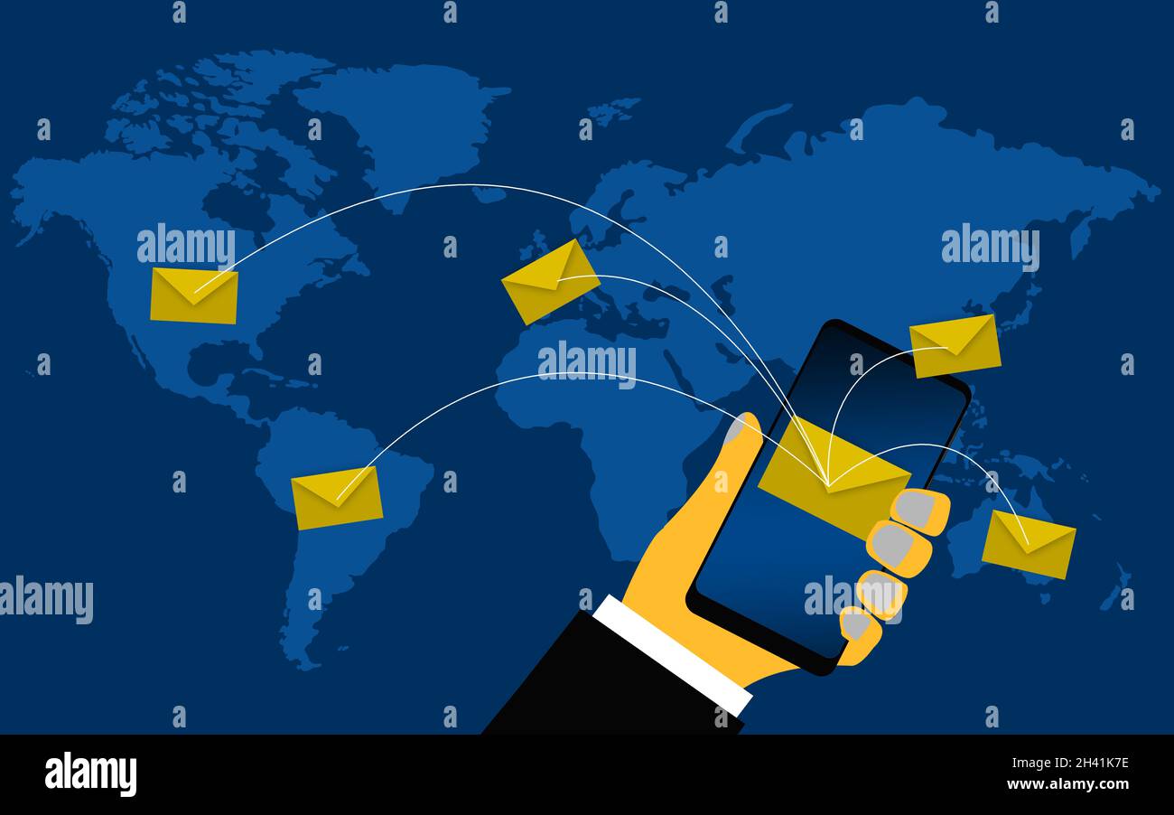 Email sending around the world Stock Photo - Alamy