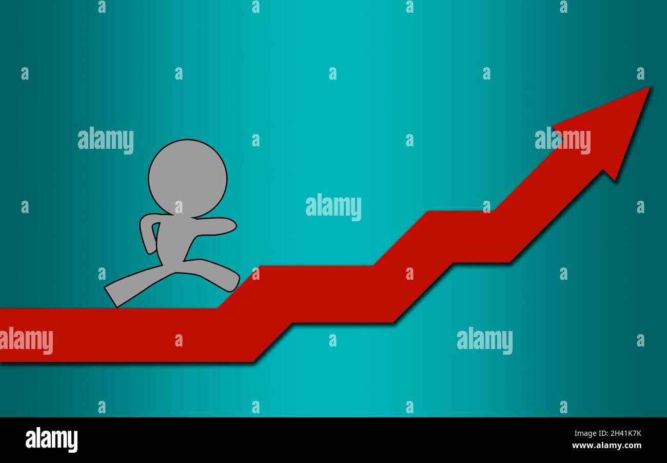 Human figure running top of graph Stock Photo - Alamy
