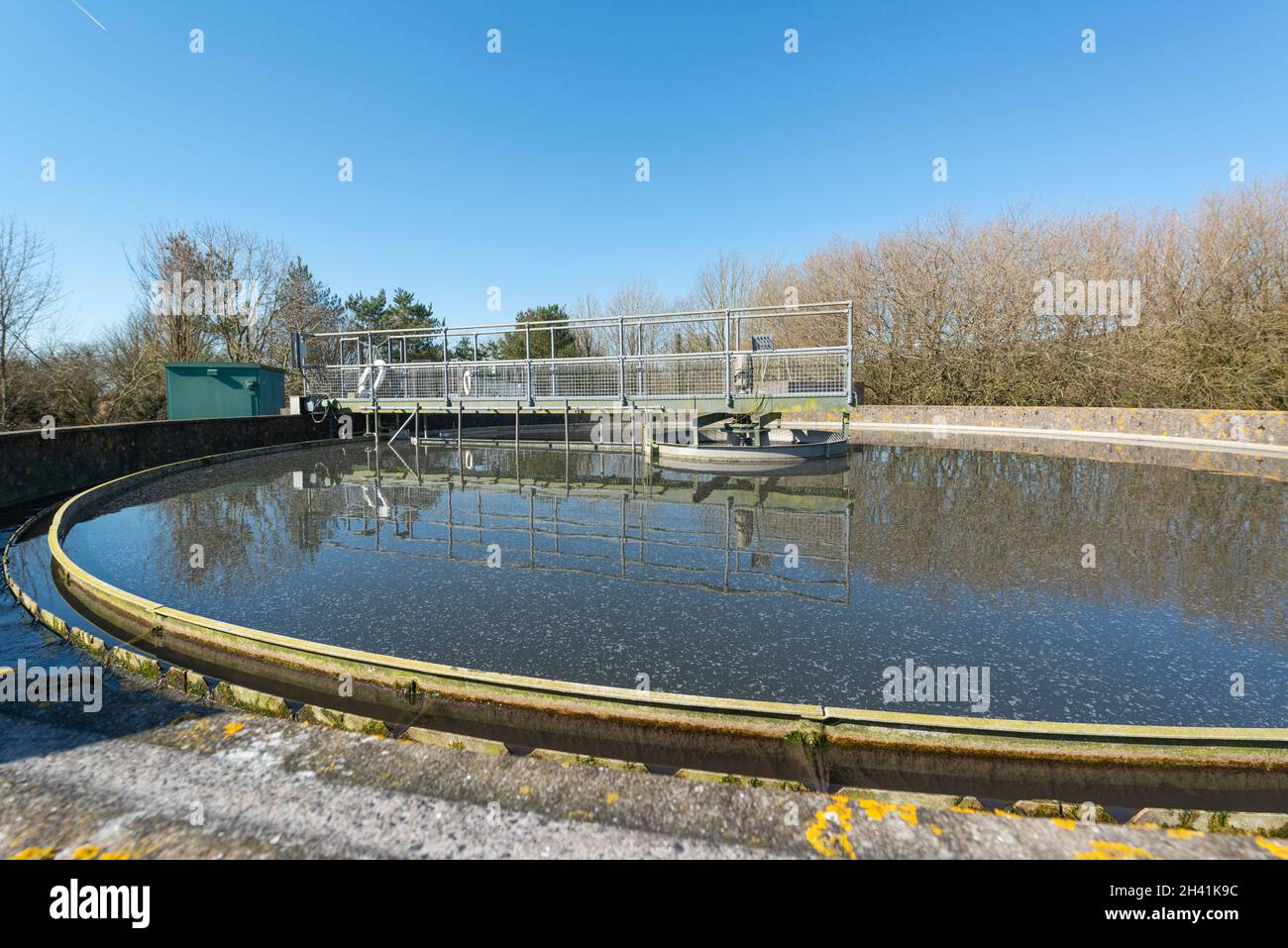 Settlement tank with weir, sewage treatment works Stock Photo - Alamy