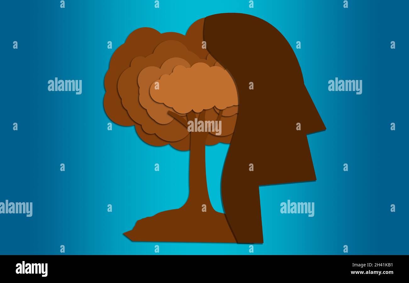 Human head and tree illustration hi-res stock photography and images ...