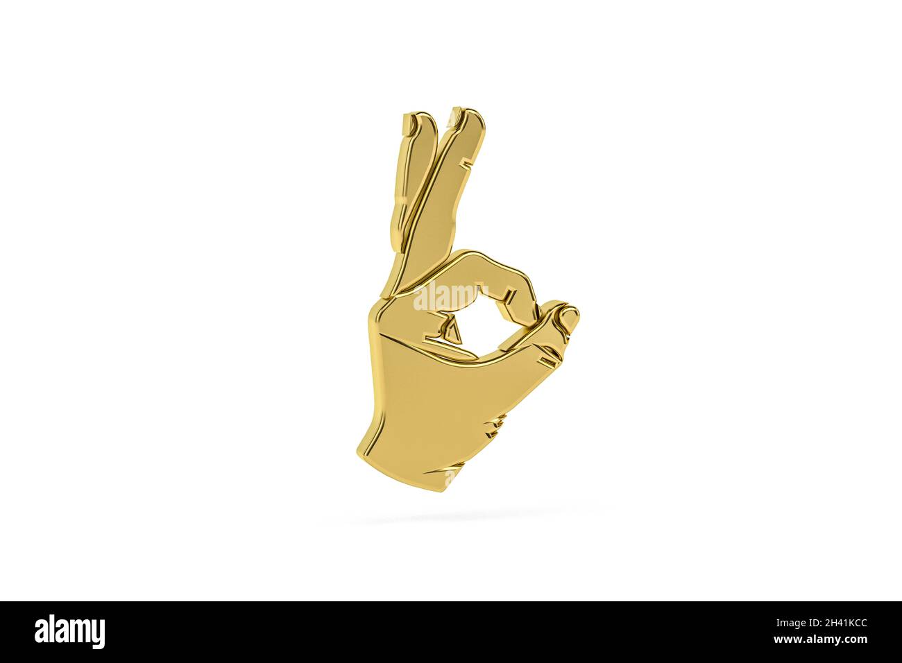 Golden 3d hand icon isolated on white background - 3d render Stock ...