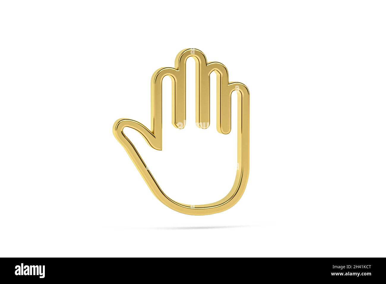 Golden 3d hand icon isolated on white background - 3d render Stock ...