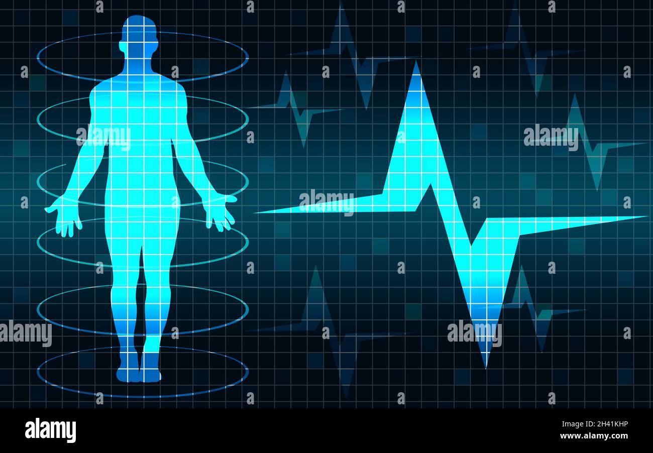 Human body with heart beat pulse Stock Photo - Alamy