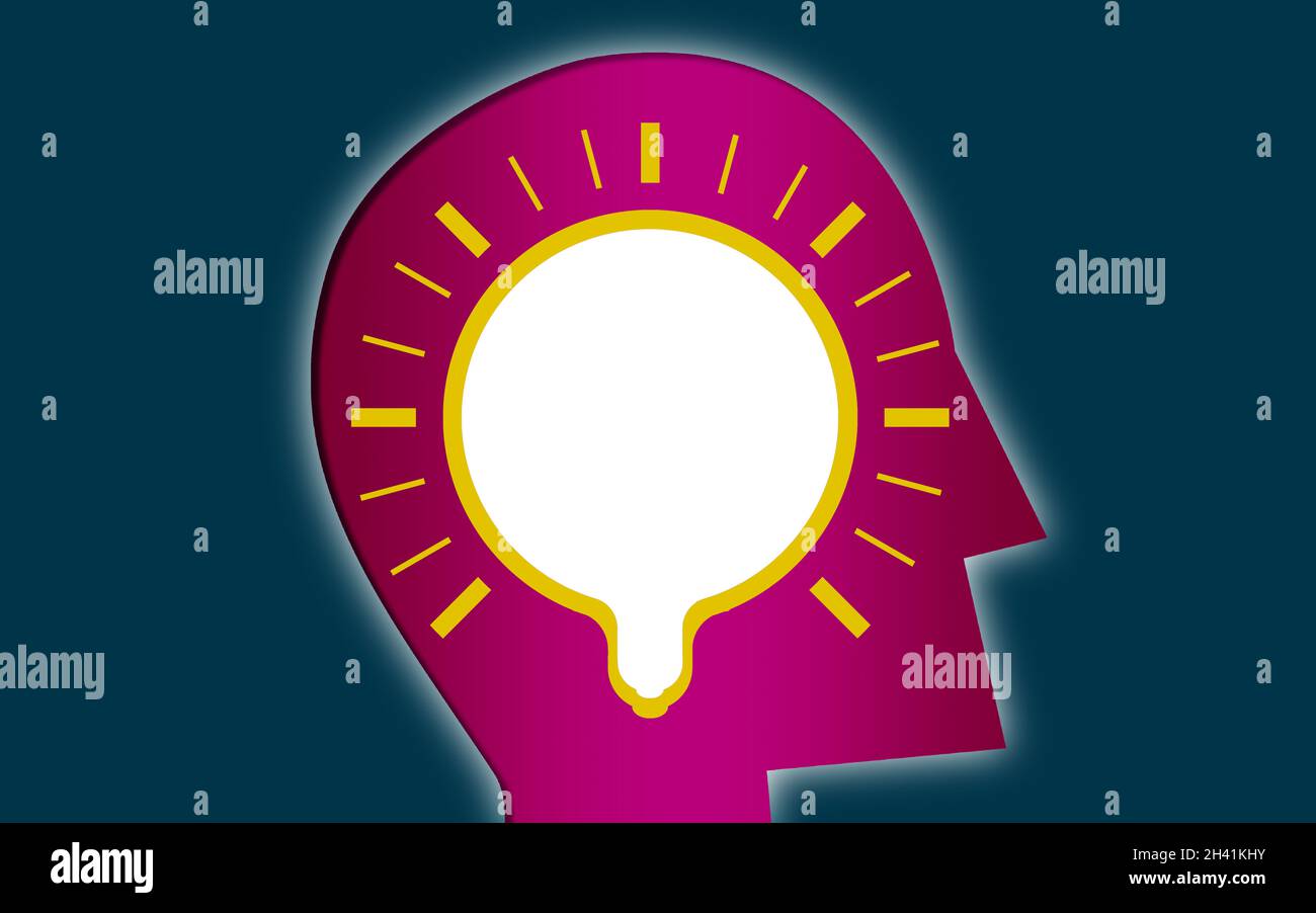 Human head with light bulb Stock Photo - Alamy