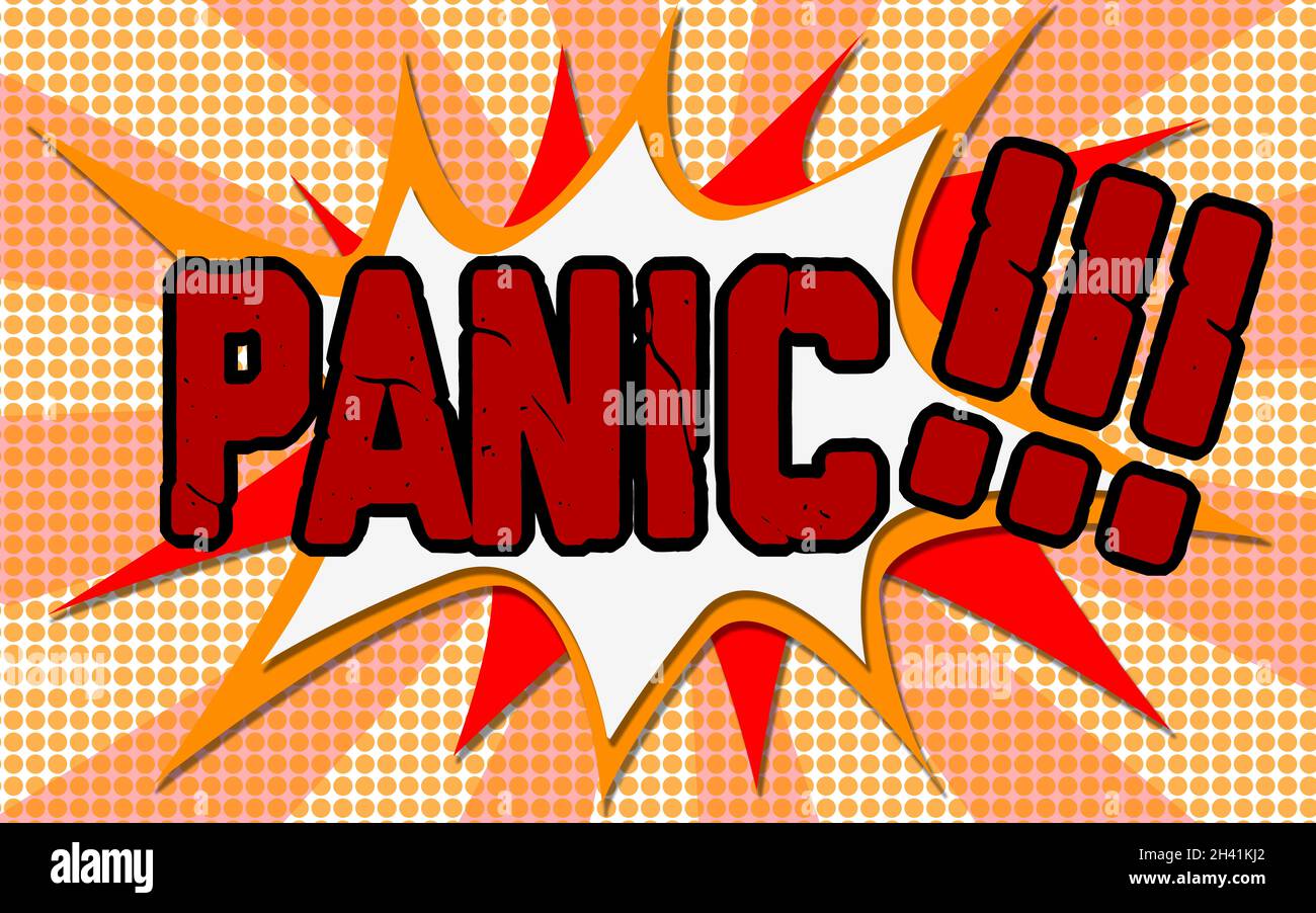 Panic text with comic book style Stock Photo - Alamy