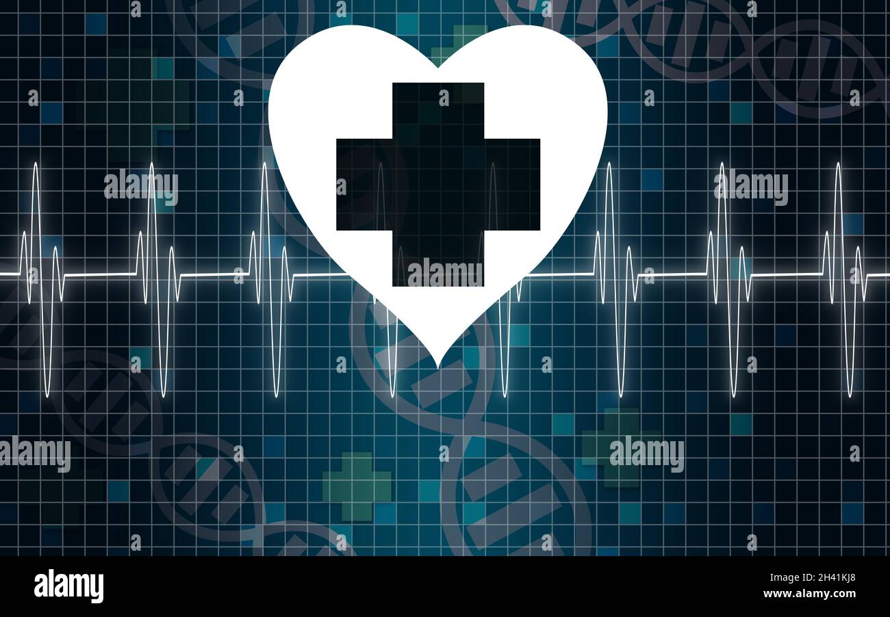 Heart pulse monitor with heart shape Stock Photo - Alamy