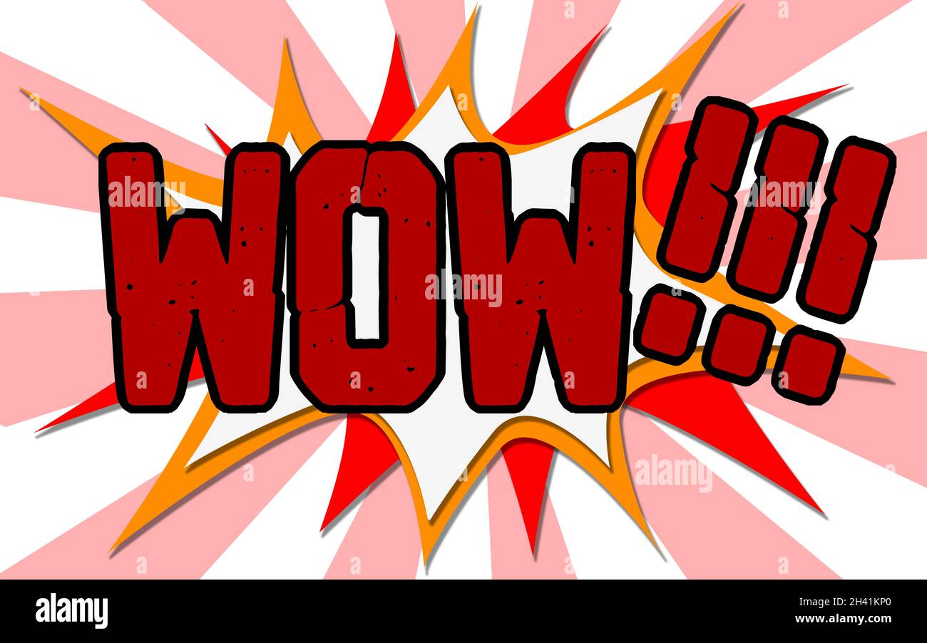 WOW text with comic book style Stock Photo - Alamy