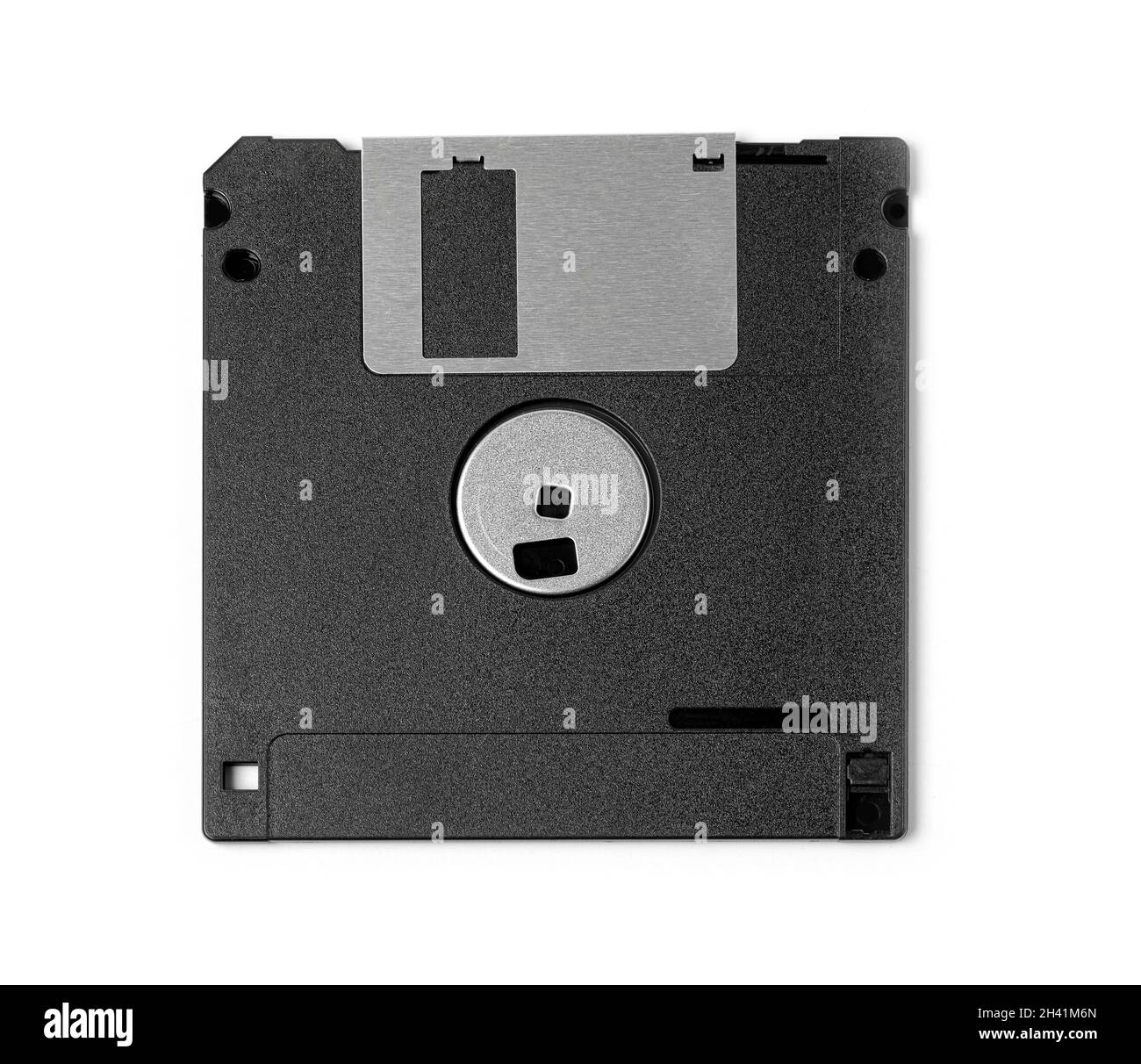 Old computer and data storage technology, black plastic magnetic floppy ...